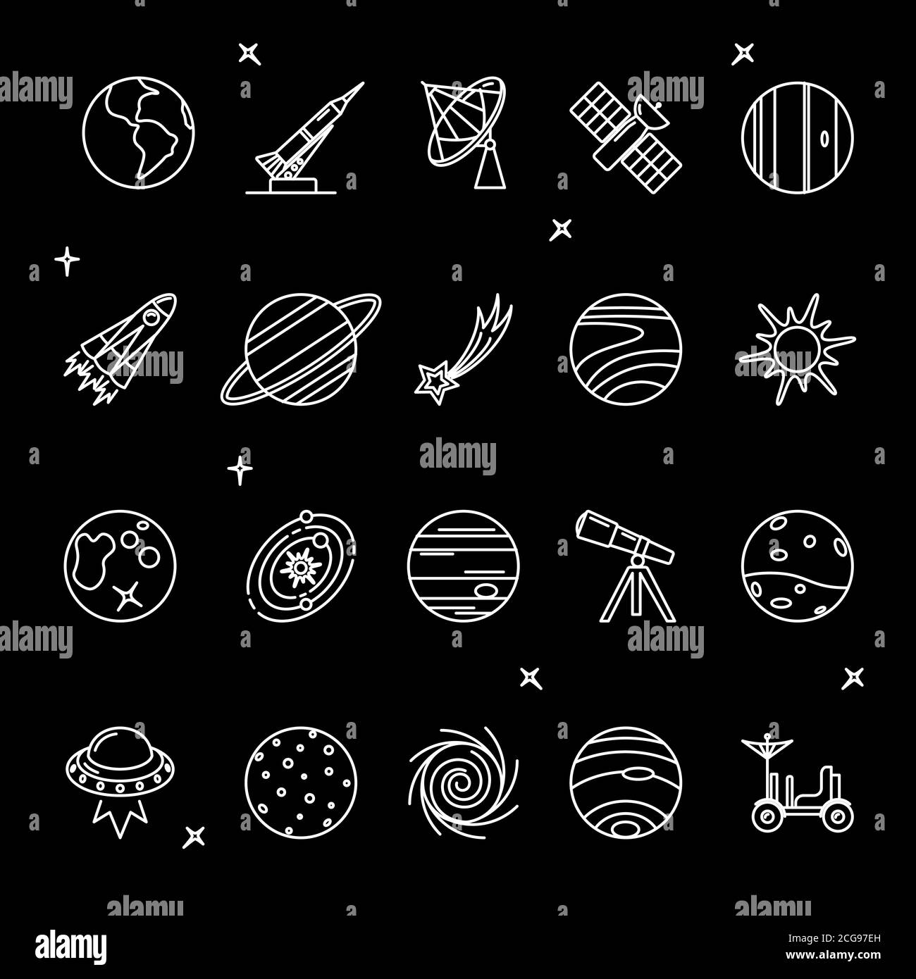 System solar line style Black and White Stock Photos & Images - Alamy