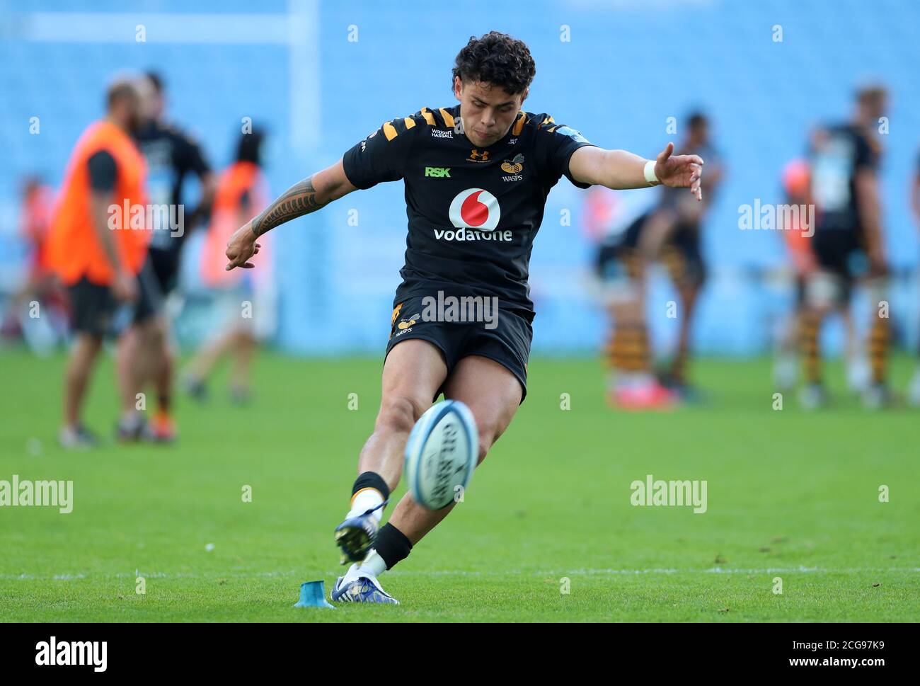 Wasps' Jacob Umaga kicks a conversion during the Gallagher Premiership ...