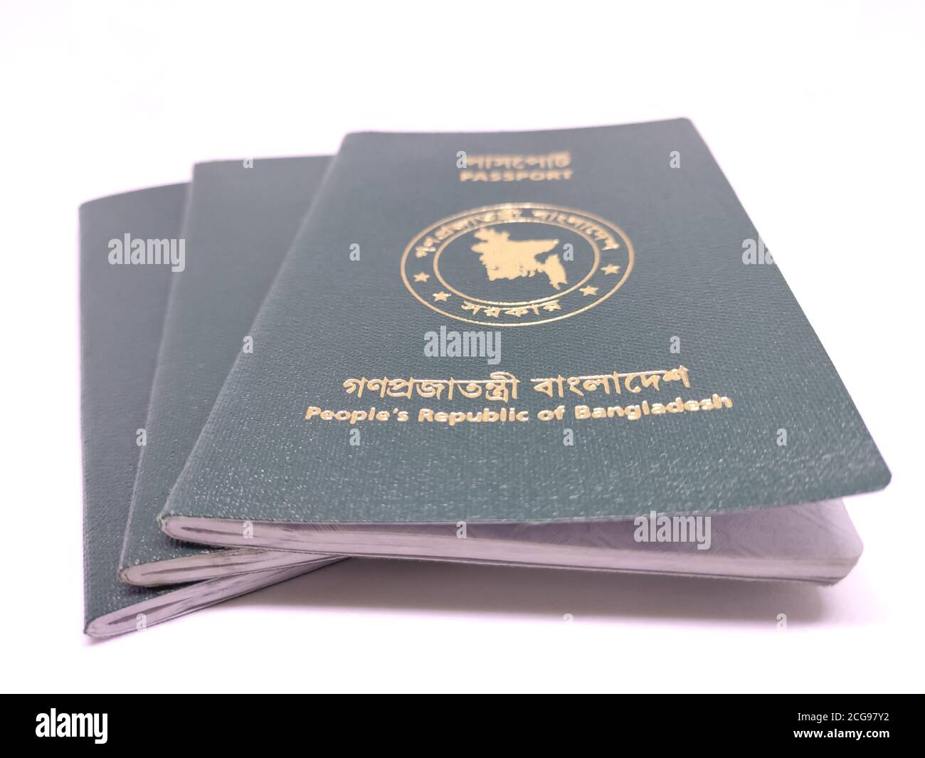 Passport of People's Republic of Bangladesh over white background ...