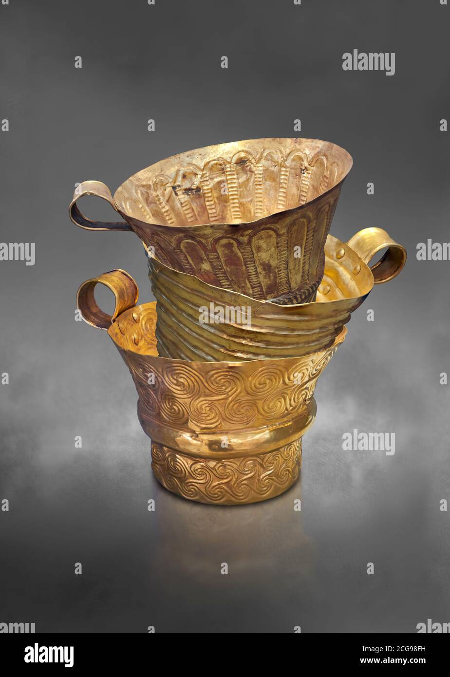 Mycenaean gold cups found buried at Mycenae, Greece. National ...