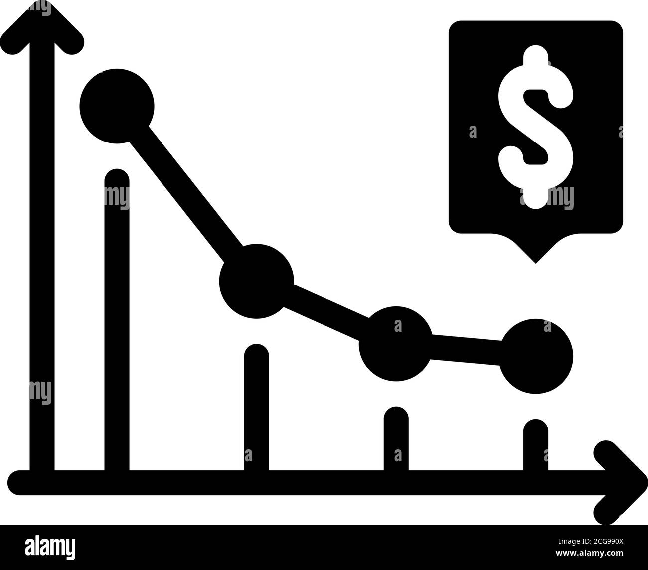 falling arrow infographic glyph icon vector illustration Stock Vector ...