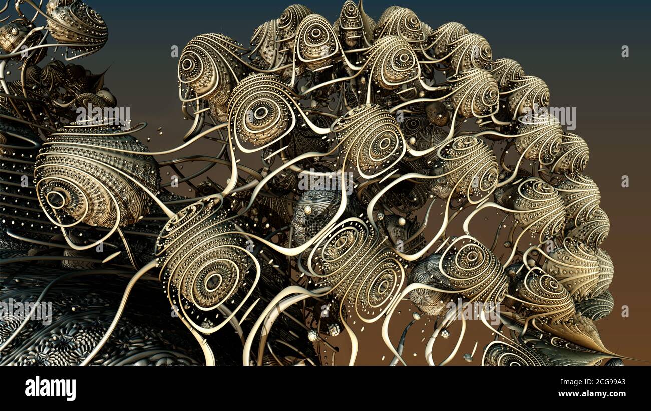 Abstract background, fantastic 3D gold structures Stock Photo - Alamy