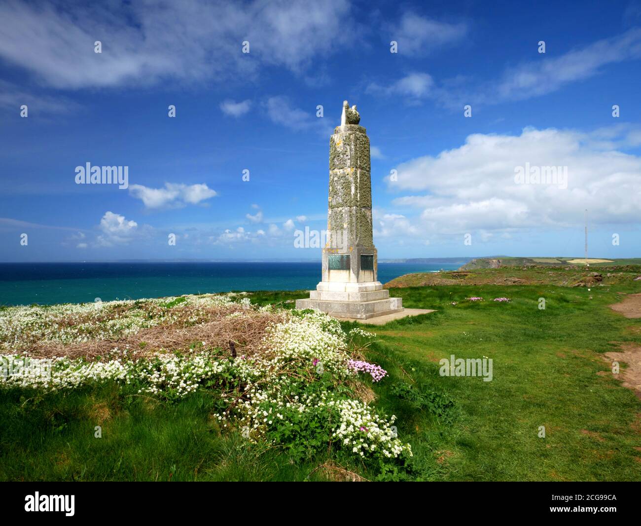 Marconi monument, Poldhu, Cornwall Stock Photo - Alamy