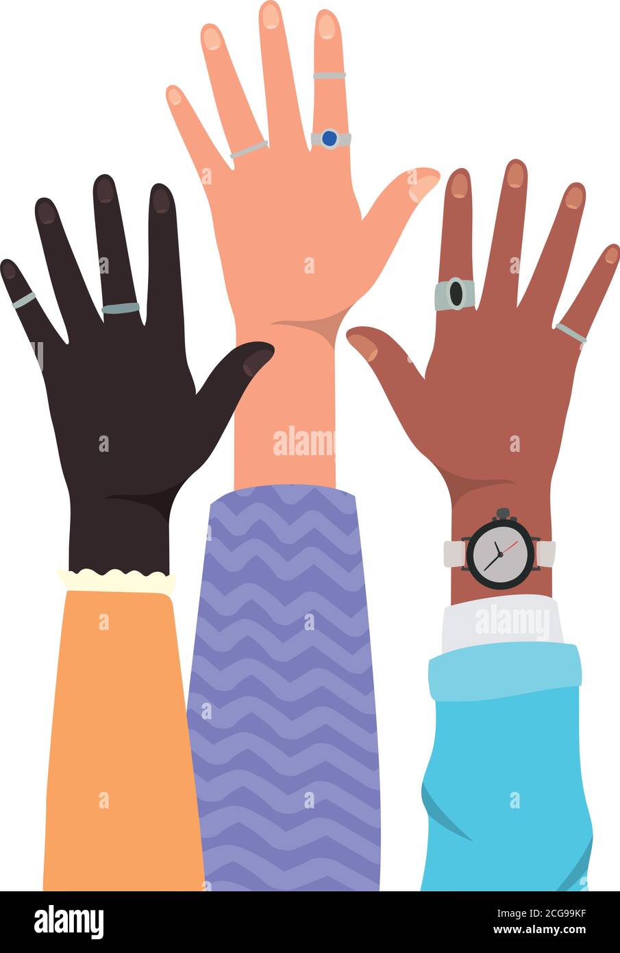 open hands of different types of skins vector design Stock Vector Image ...