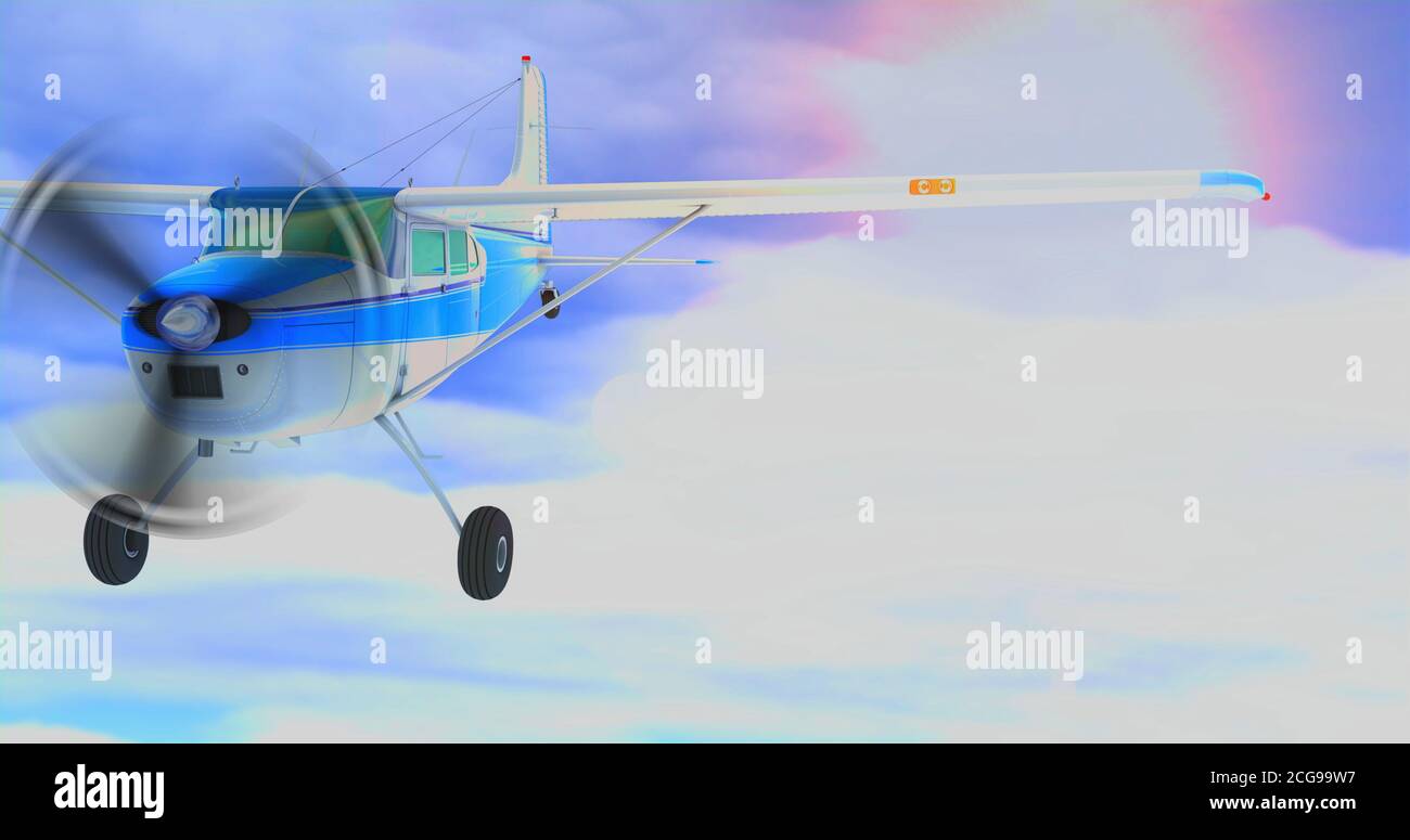 Retro bush plane. 3D render. Against the sky Stock Photo - Alamy