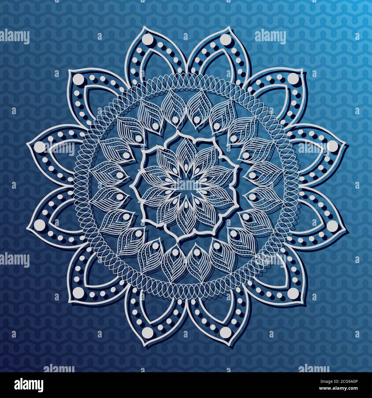 white mandala on blue background vector design Stock Vector Image & Art ...