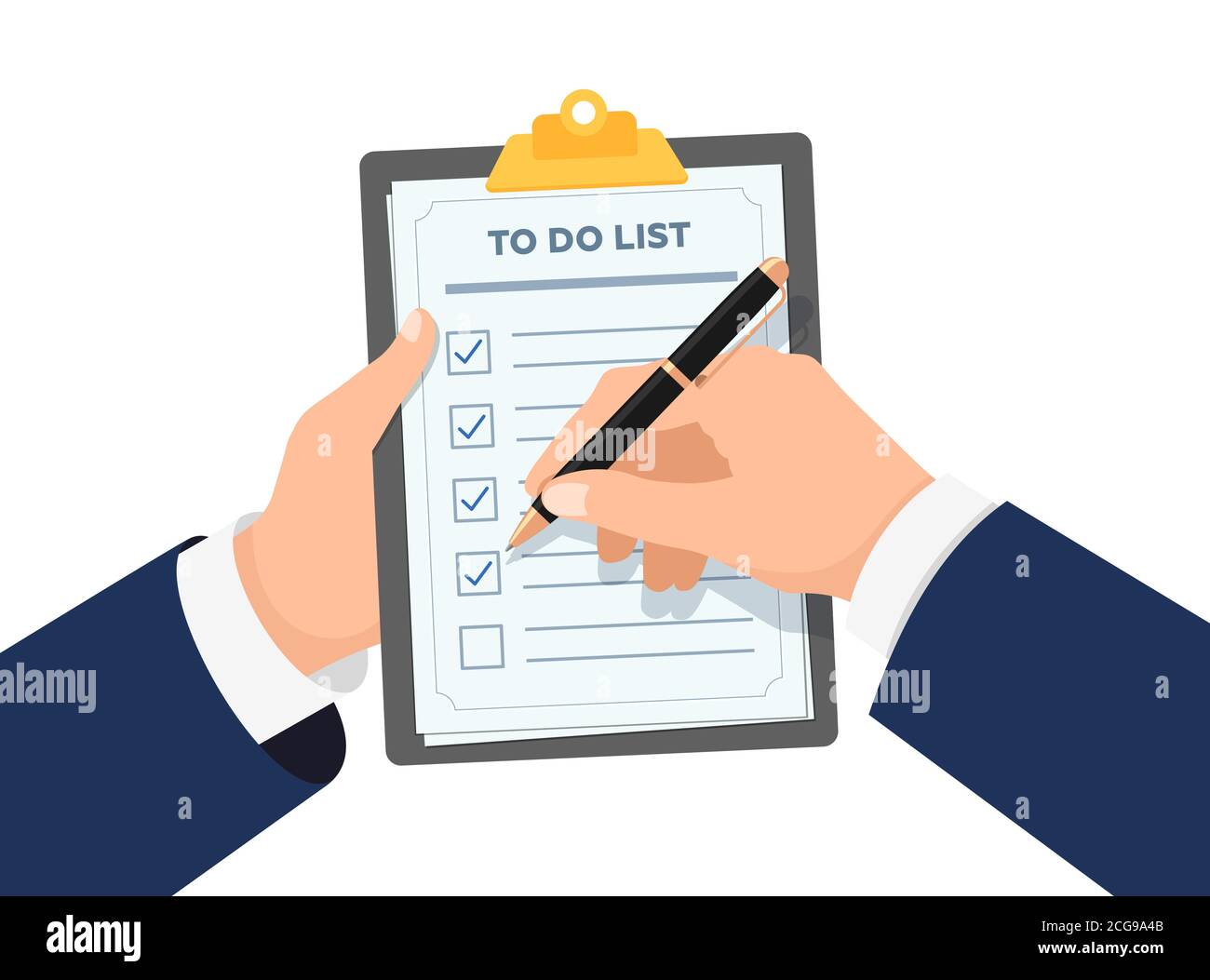 Businessman hands holding clipboard with to do check list. Business man ...
