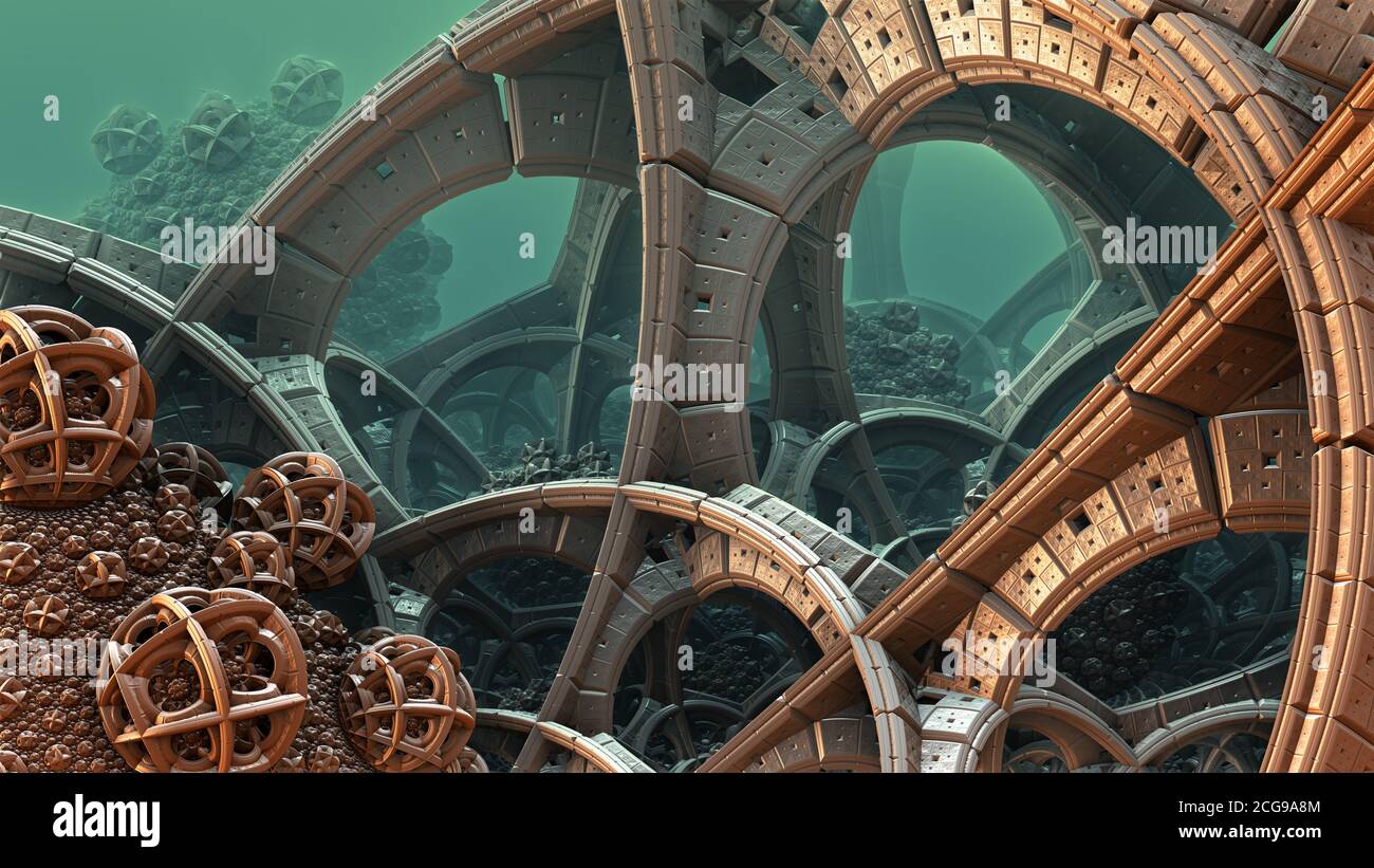 Abstract background, fantastic 3D structures, fictional sci fi ...