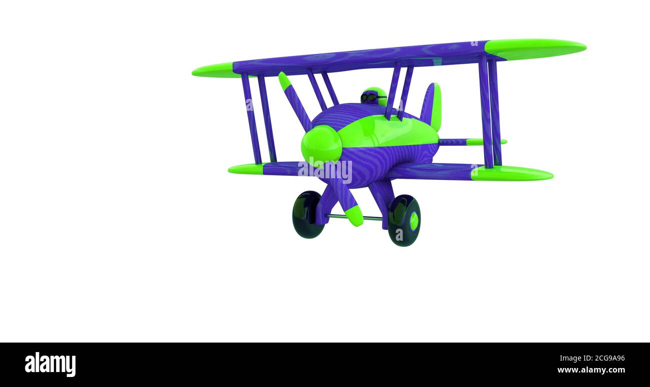 Flying a toy plane on a white screen. 3D render. Isolated Stock Photo ...