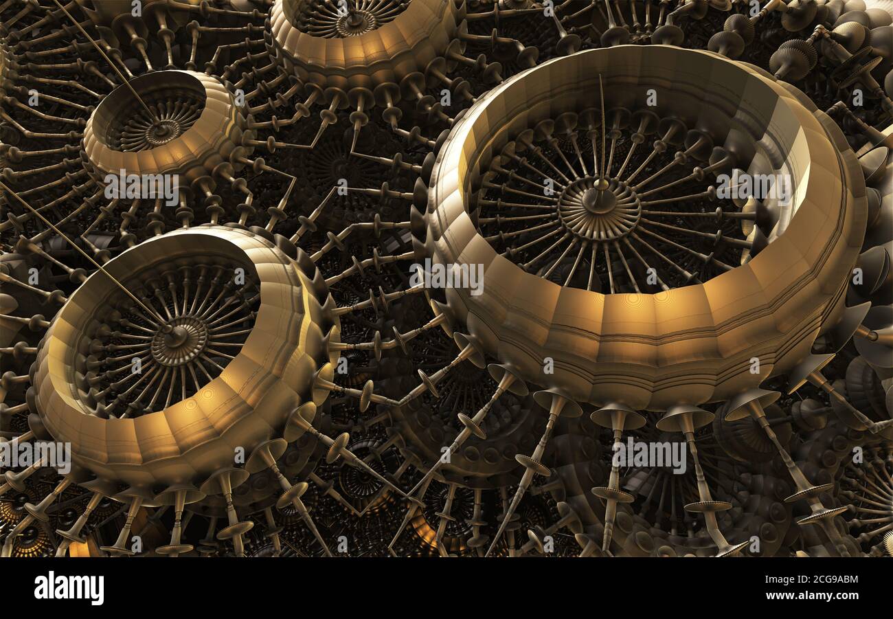 Abstract background 3D, fantastic metallic structures and shapes Stock ...