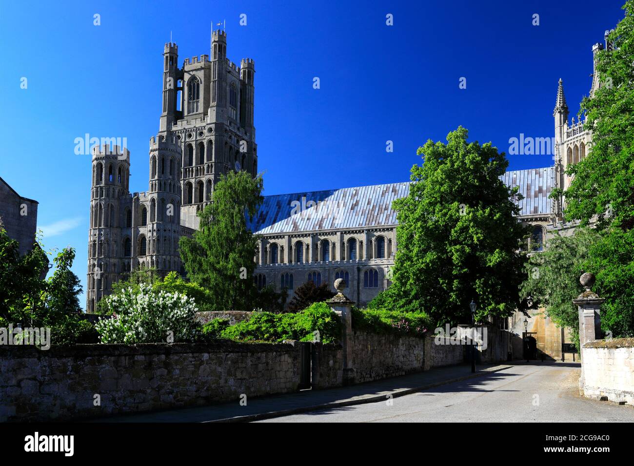 Summer view over Ely Cathedral; Ely City; Cambridgeshire; England; UK ...