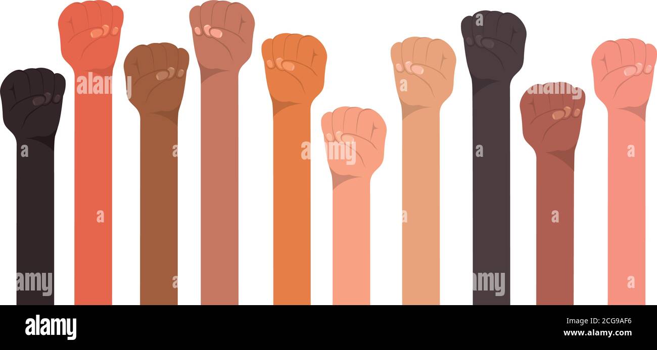 fist hands up of different types of skins vector design Stock Vector ...