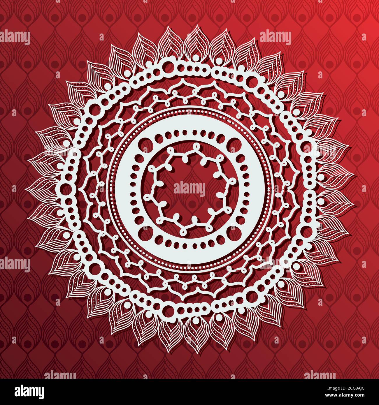 white mandala on red background vector design Stock Vector Image & Art ...
