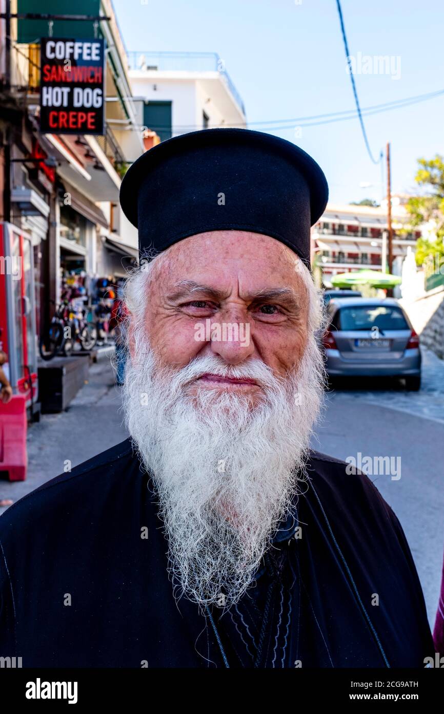 Greek Orthodox Priest, Preveza Region, Parga, Greece Stock Photo - Alamy