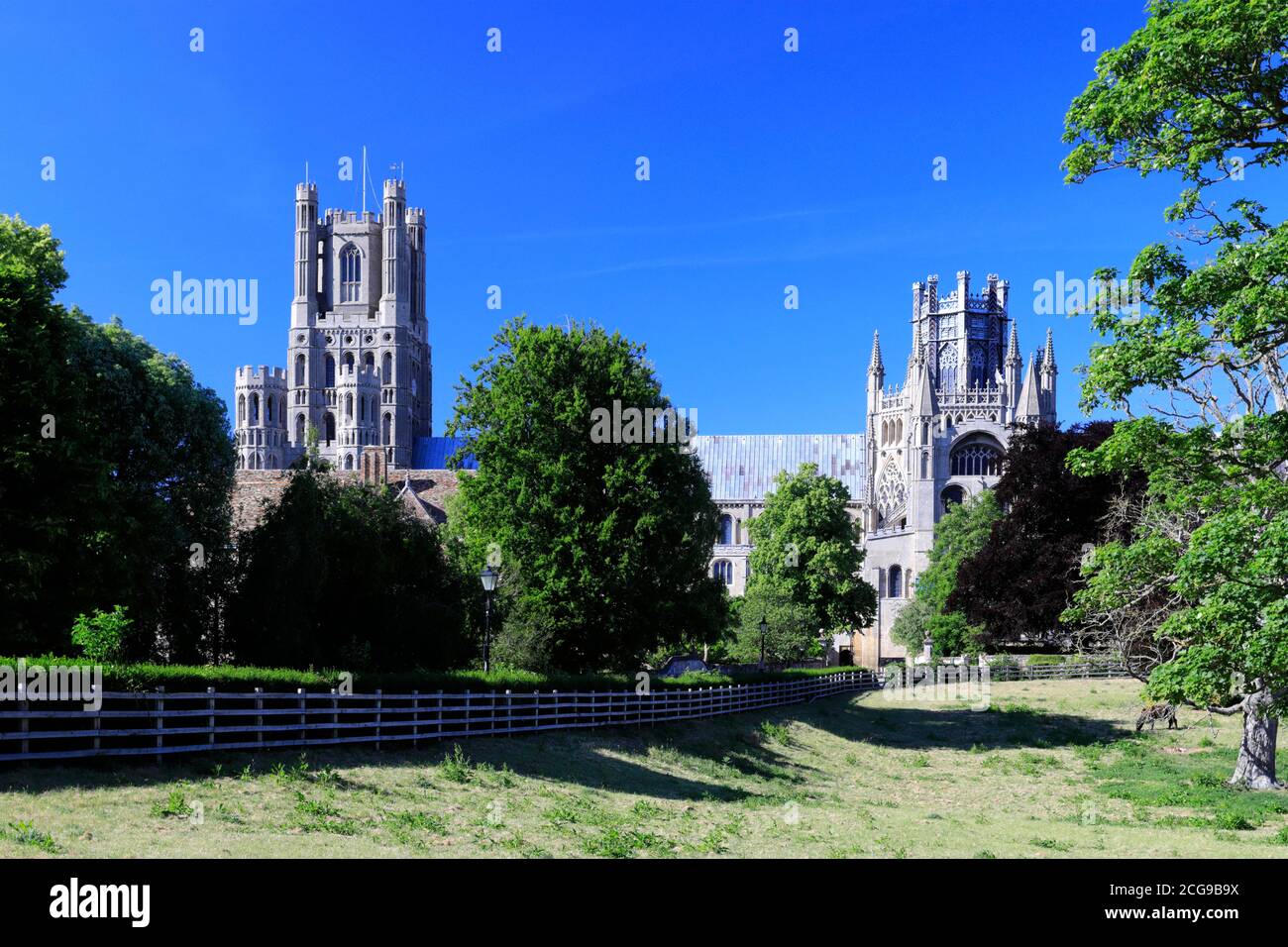 Summer view over Ely Cathedral; Ely City; Cambridgeshire; England; UK ...