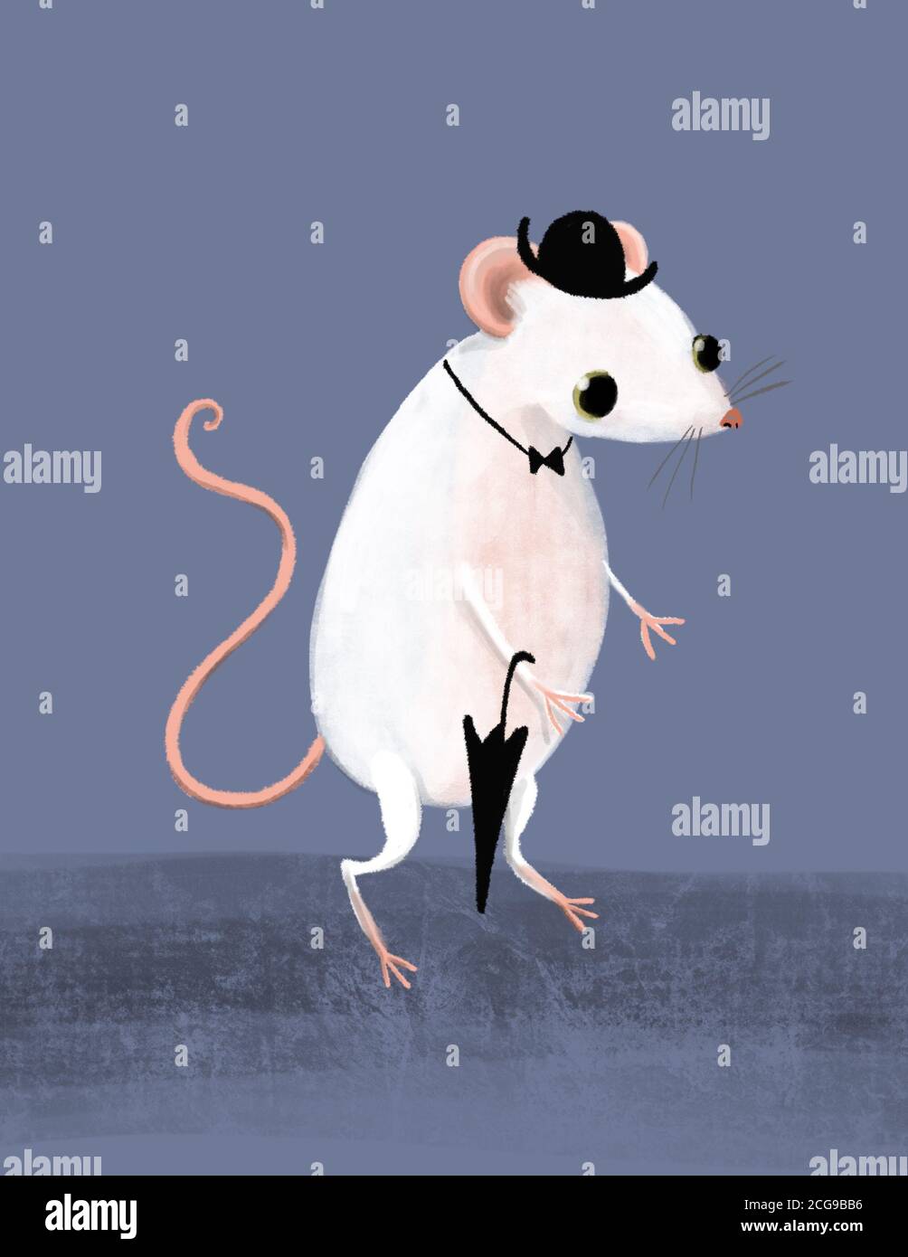 cute little white mouse illustration Stock Photo - Alamy