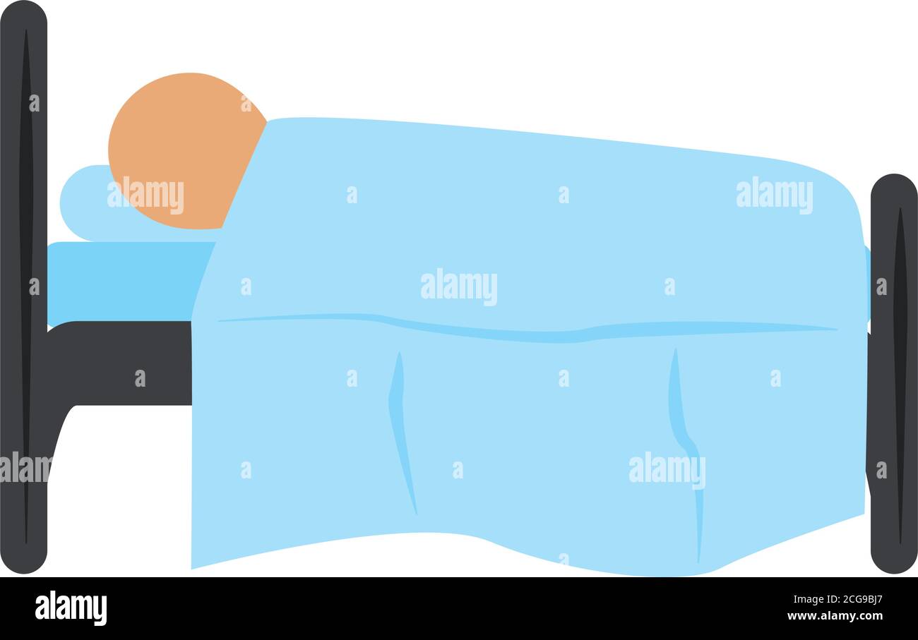 character resting in the bed flat icon style white background vector ...