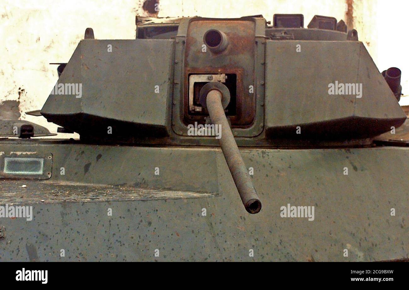 Straight on, close-up shot of the gun turret on a Somali, Italian made ...