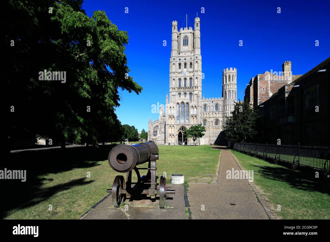 Summer view over Ely Cathedral; Ely City; Cambridgeshire; England; UK ...