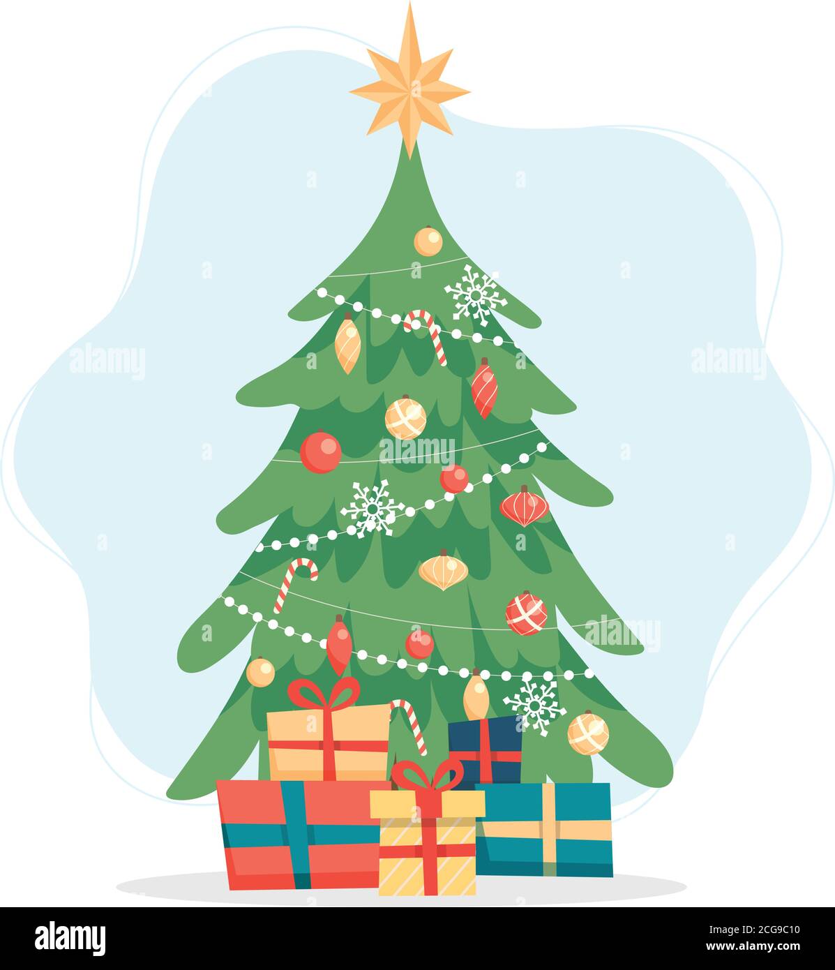 Christmas tree. Cute vector illustration in flat style Stock Vector ...
