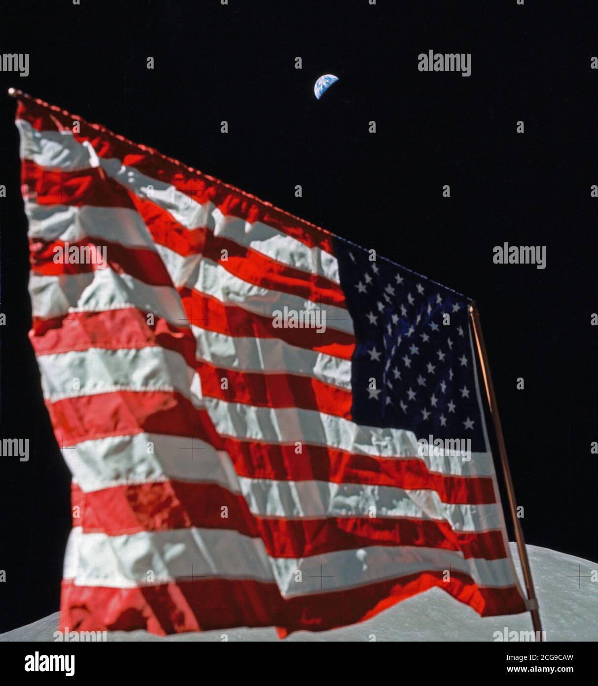 American flag on moon hi-res stock photography and images - Alamy