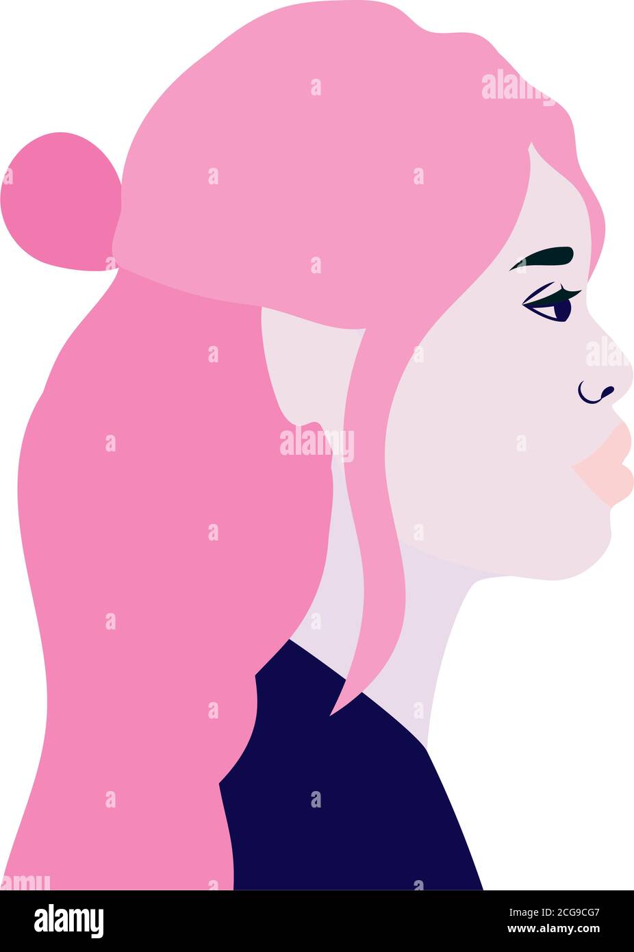 woman cartoon in side view in pink color vector design Stock Vector ...