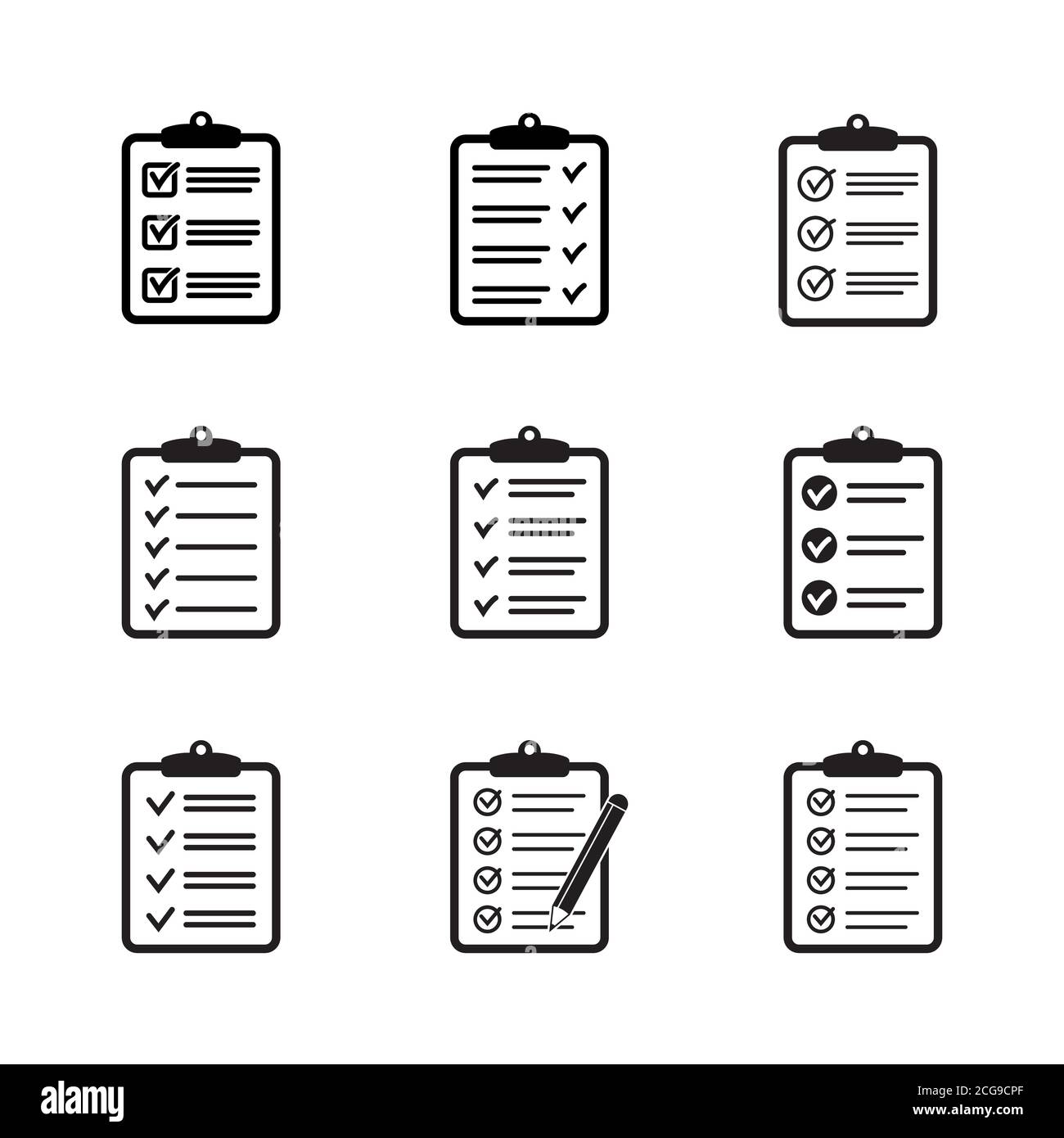 Set of clipboard with checklist icons, symbol for web site and app ...