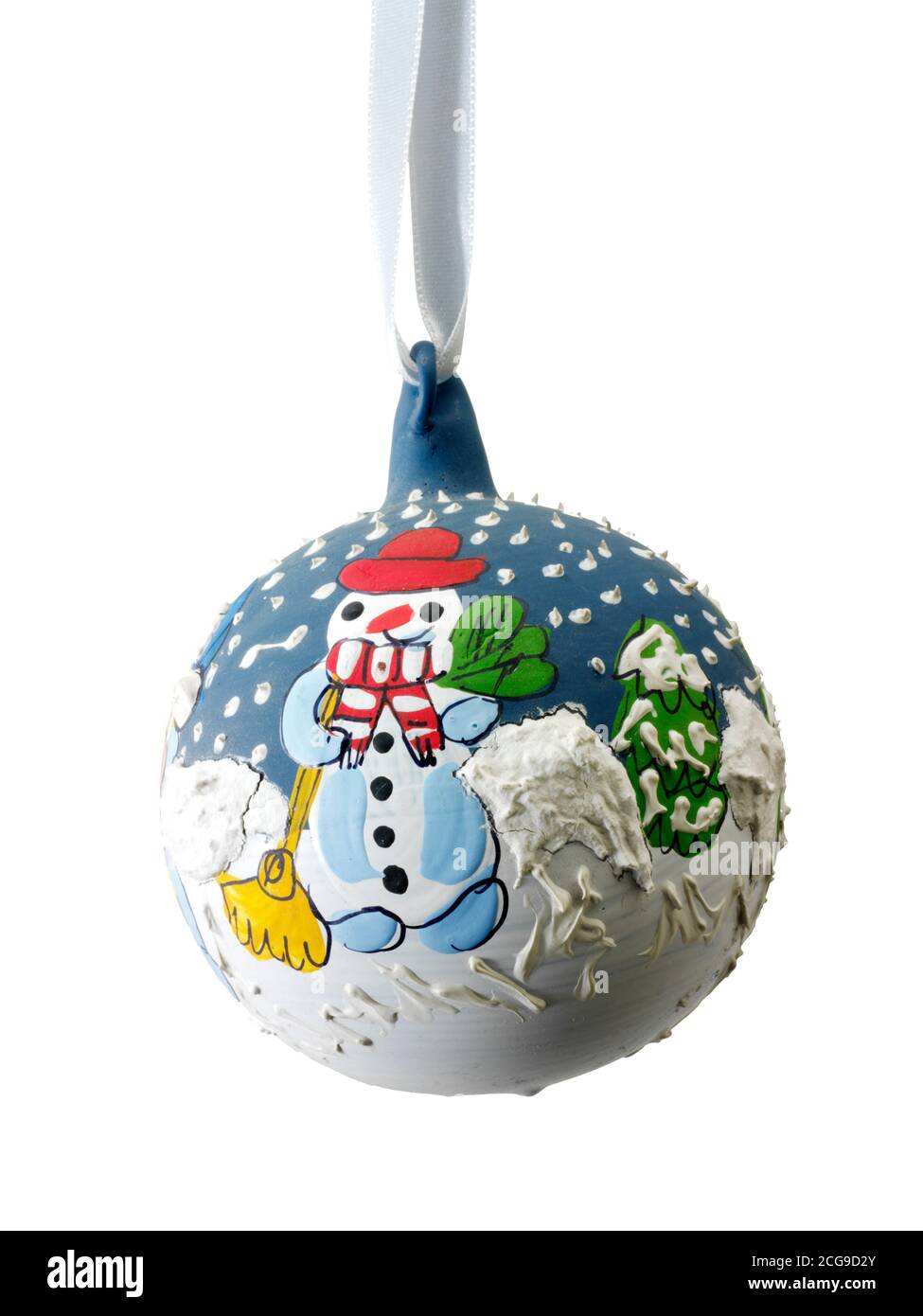 Artisan hand made Christmas snowman bauble tree decoration with a ...