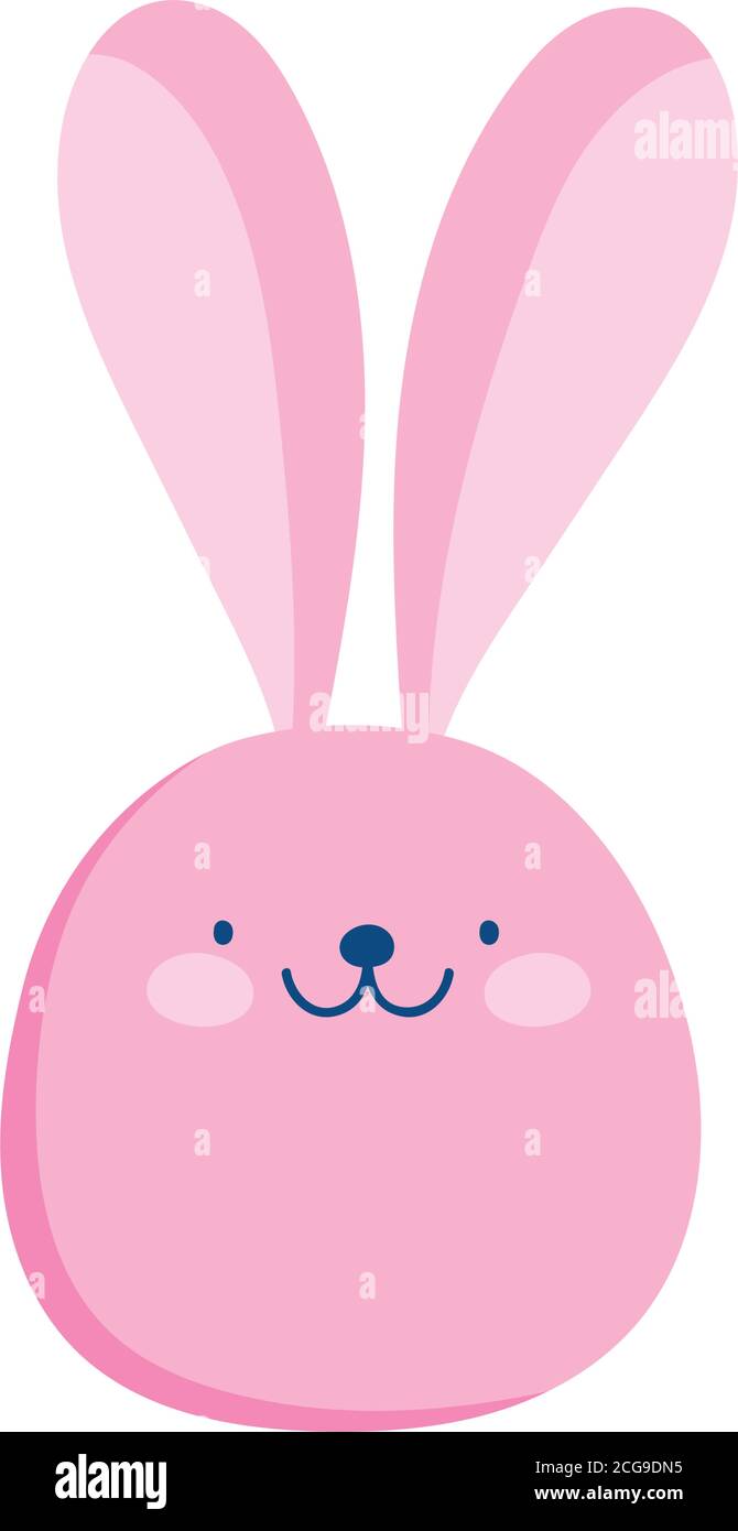 pink bunny face animal cartoon isolated icon style vector illustration ...
