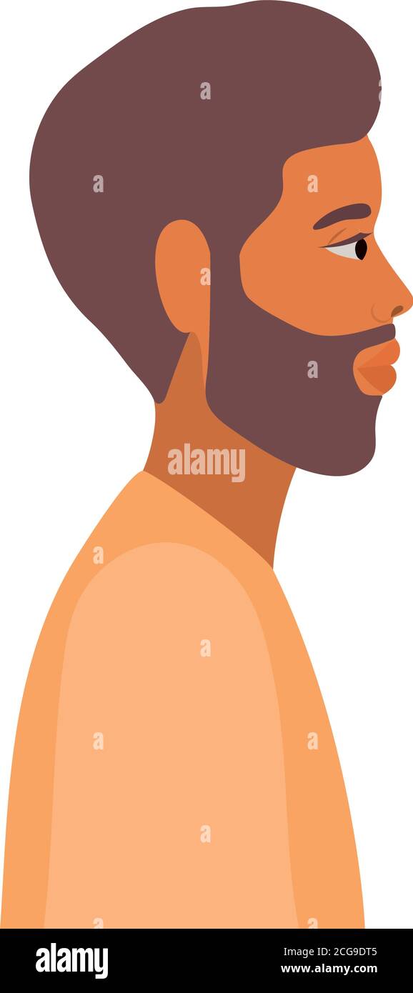 brown hair man cartoon with beard in side view vector design Stock ...