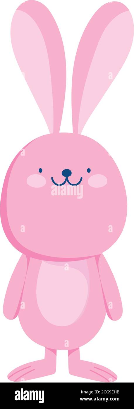 pink bunny animal cartoon isolated icon style vector illustration Stock ...