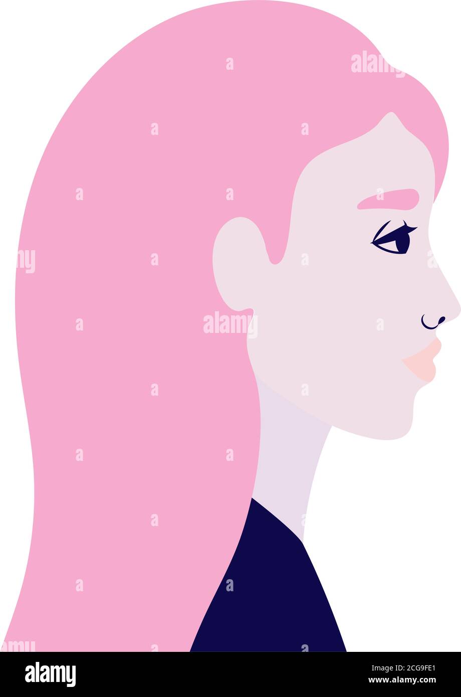 woman cartoon in side view in pink color vector design Stock Vector ...