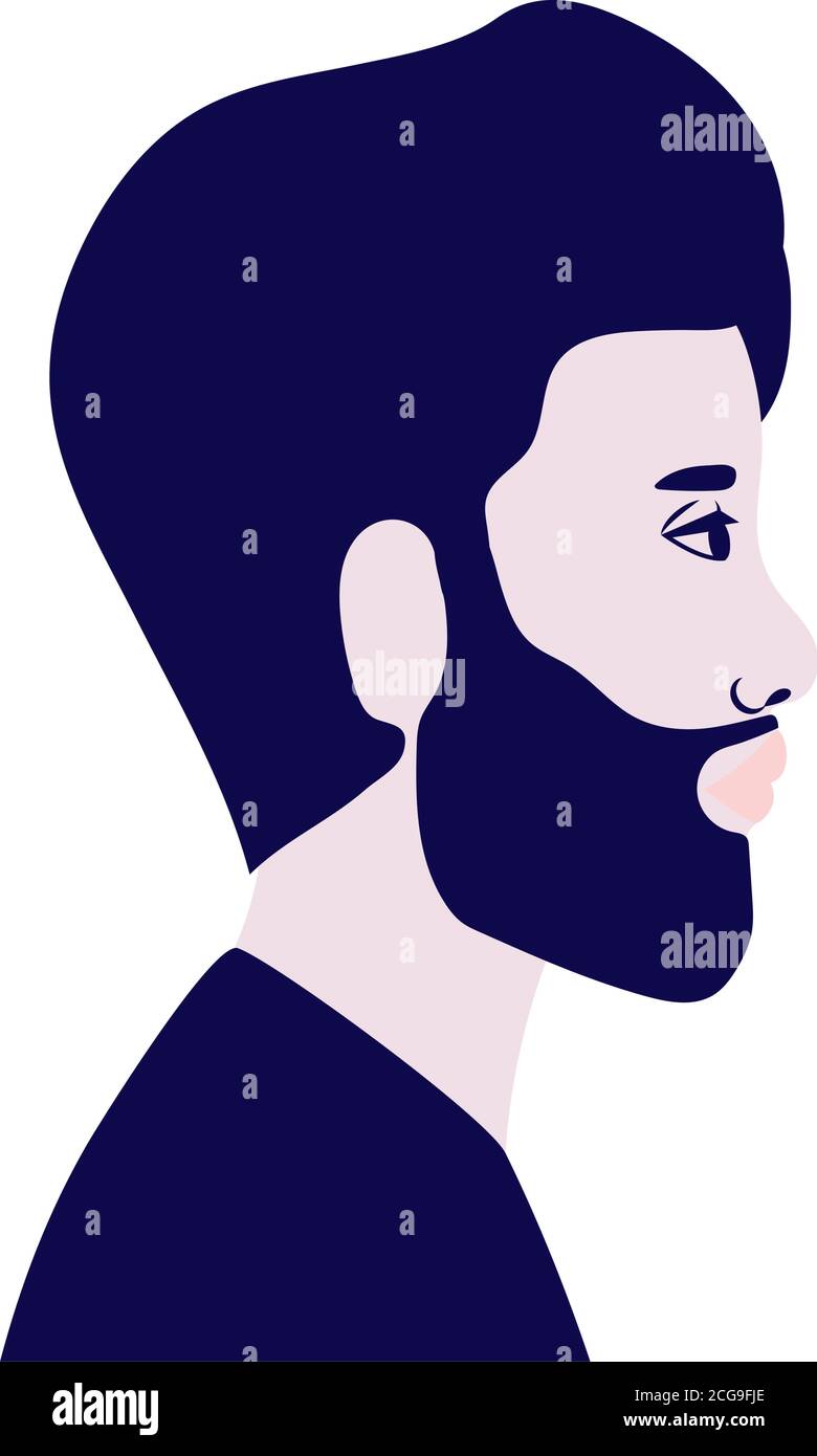 man cartoon with beard in side view vector design Stock Vector Image ...