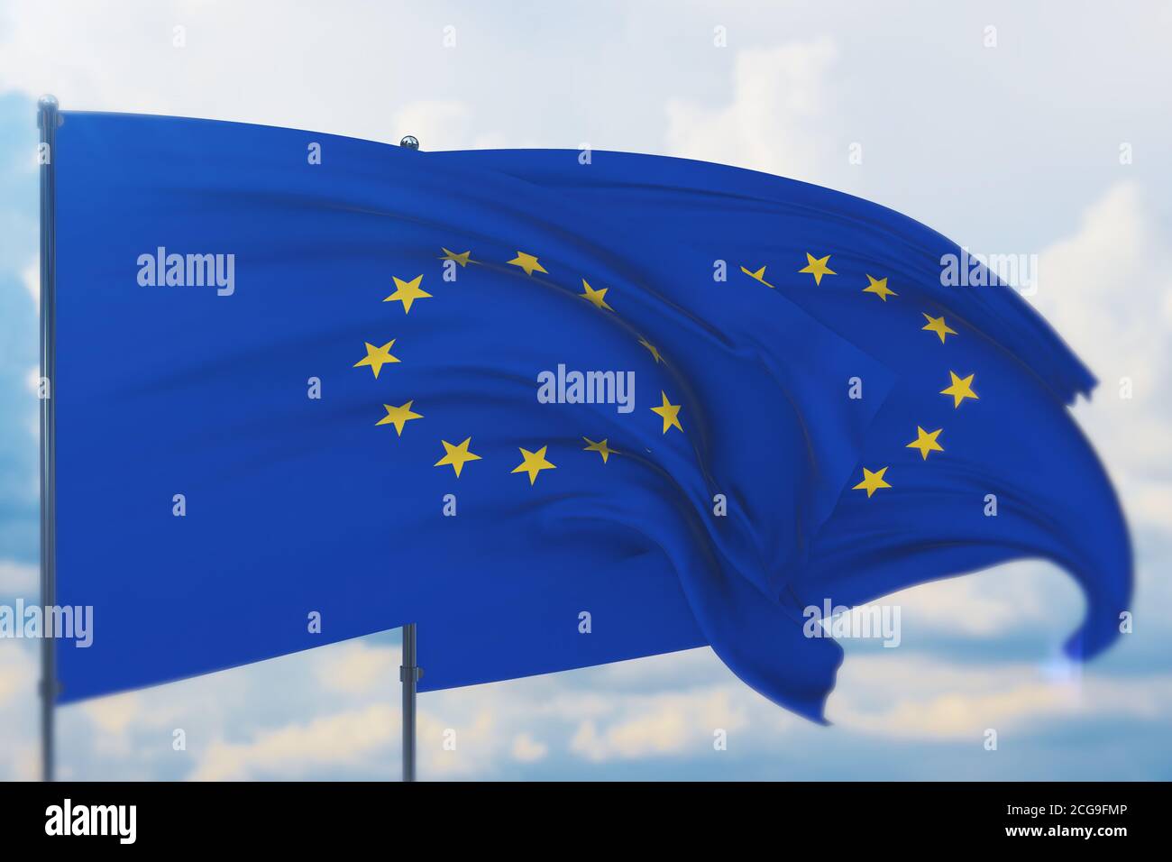 Waving European Union flag and official EU flag. European Union Flag ...