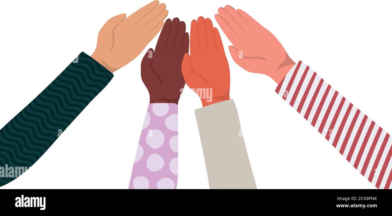 hands touching each other of different types of skins vector design ...