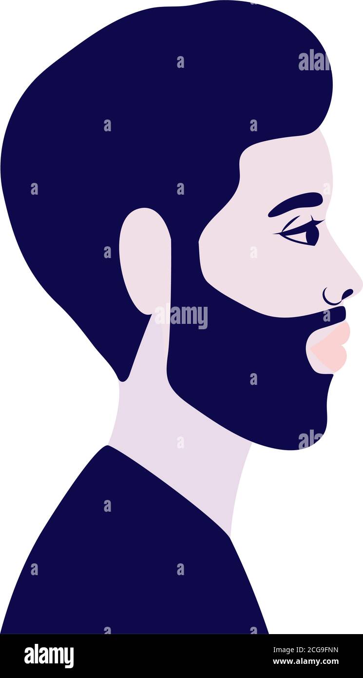 man cartoon with beard in side view vector design Stock Vector Image ...