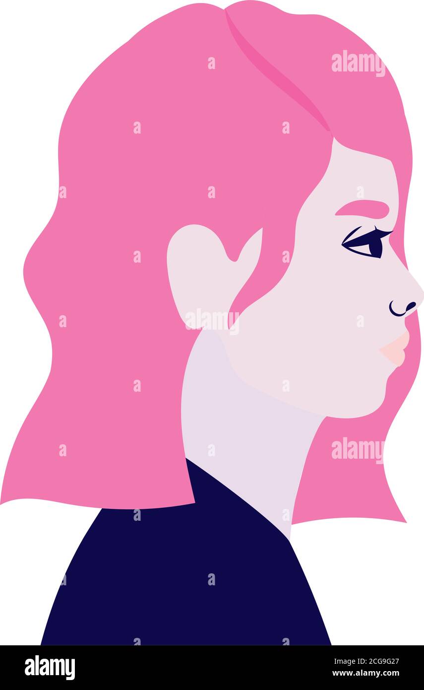 woman cartoon in side view in pink color vector design Stock Vector ...