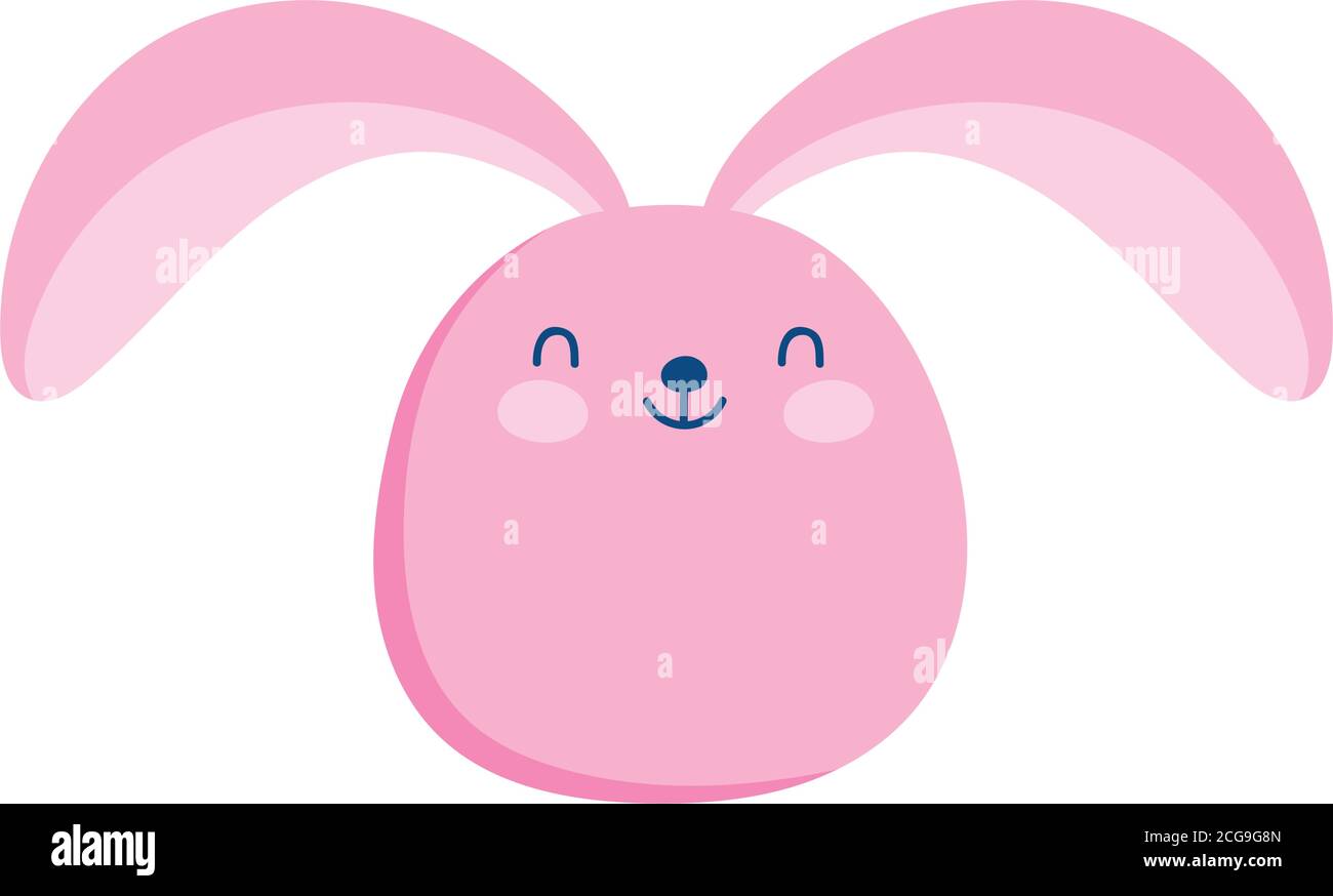 pink rabbit face ears animal cartoon isolated icon style vector ...