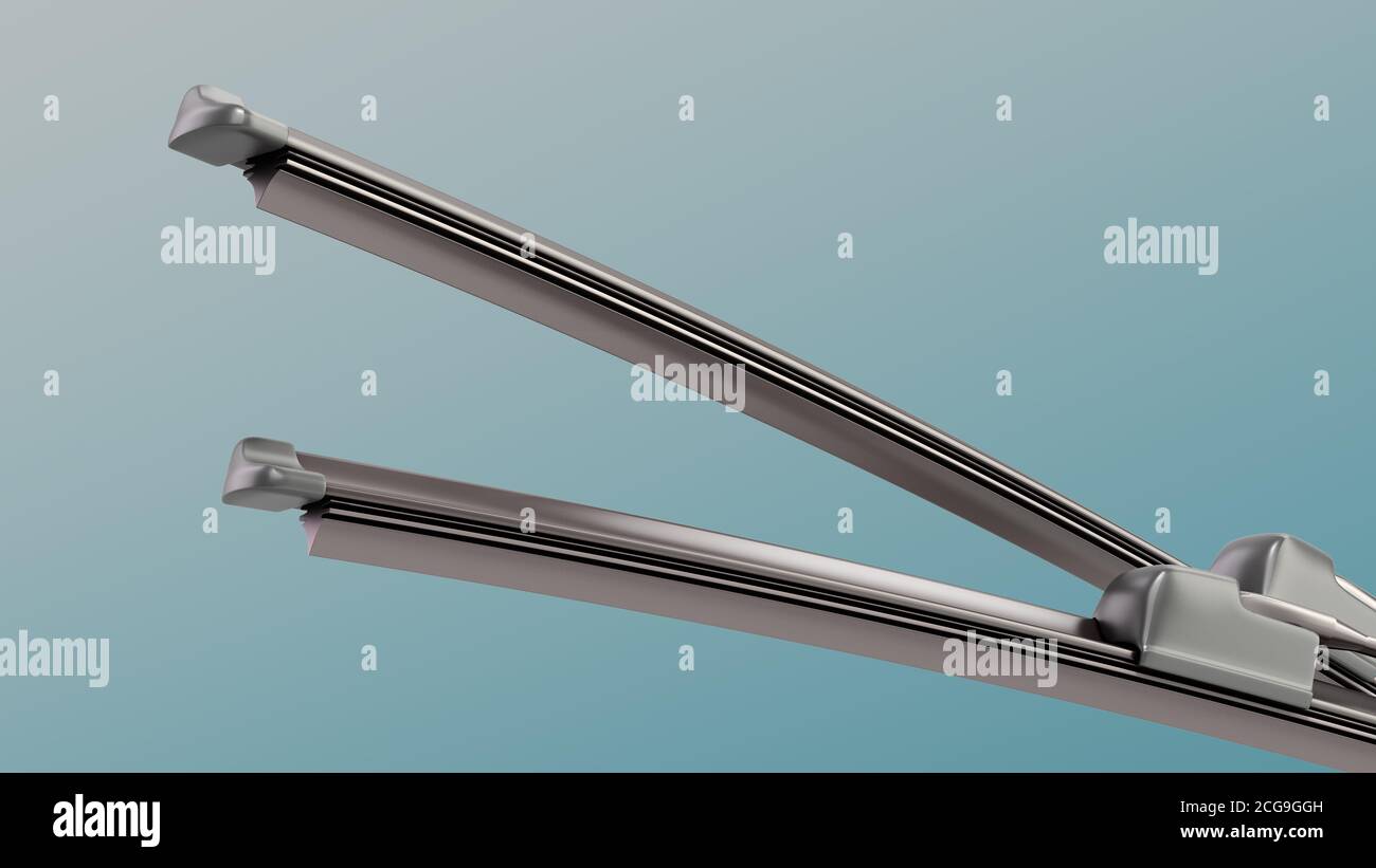 car wipers with red silicone coating 3d render isolate on gradient ...