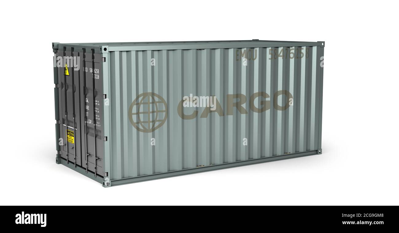 gray metal shipping container 3d render on white Stock Photo - Alamy