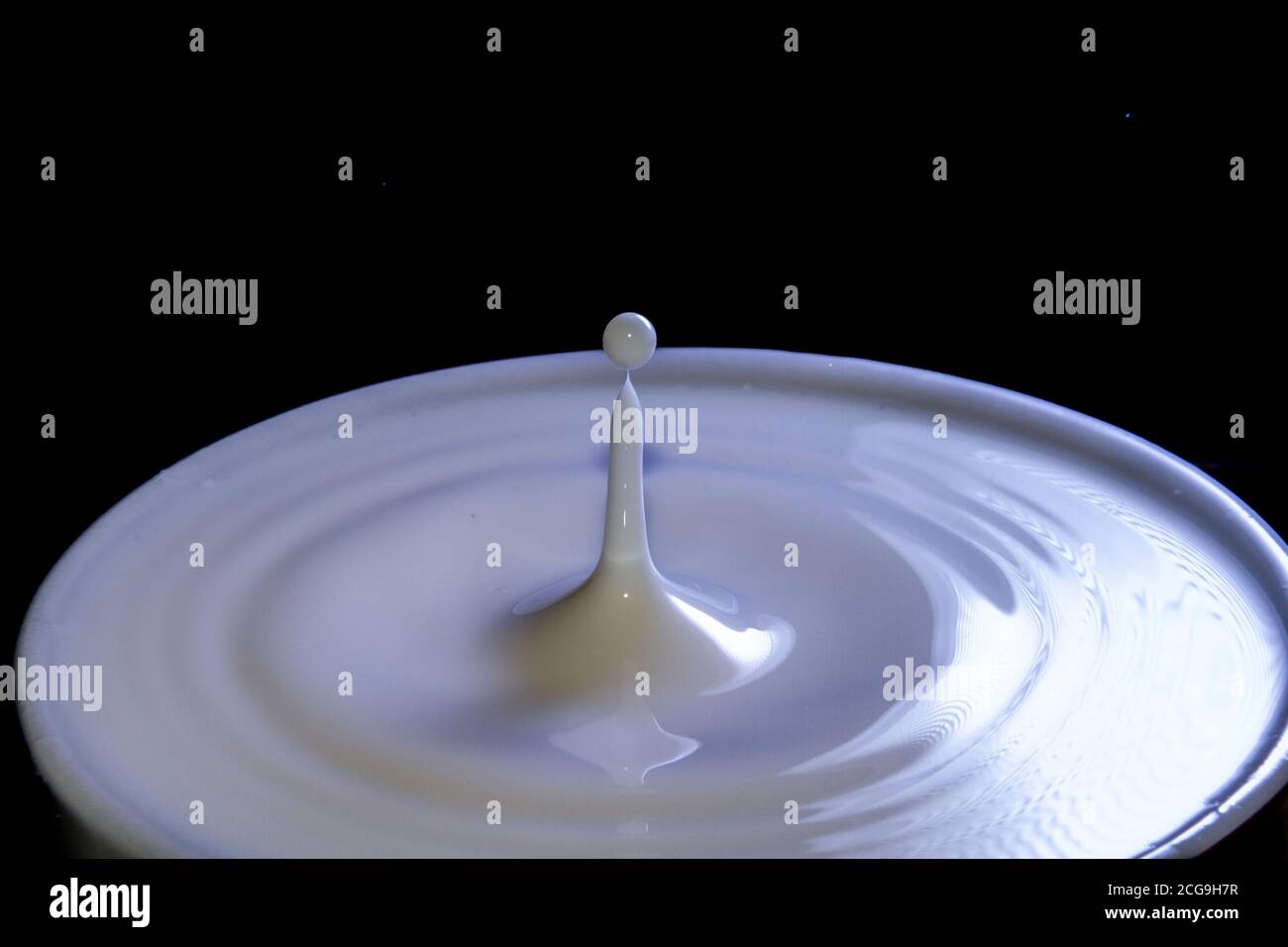 Milk drop falling on a cup full of milk Stock Photo - Alamy