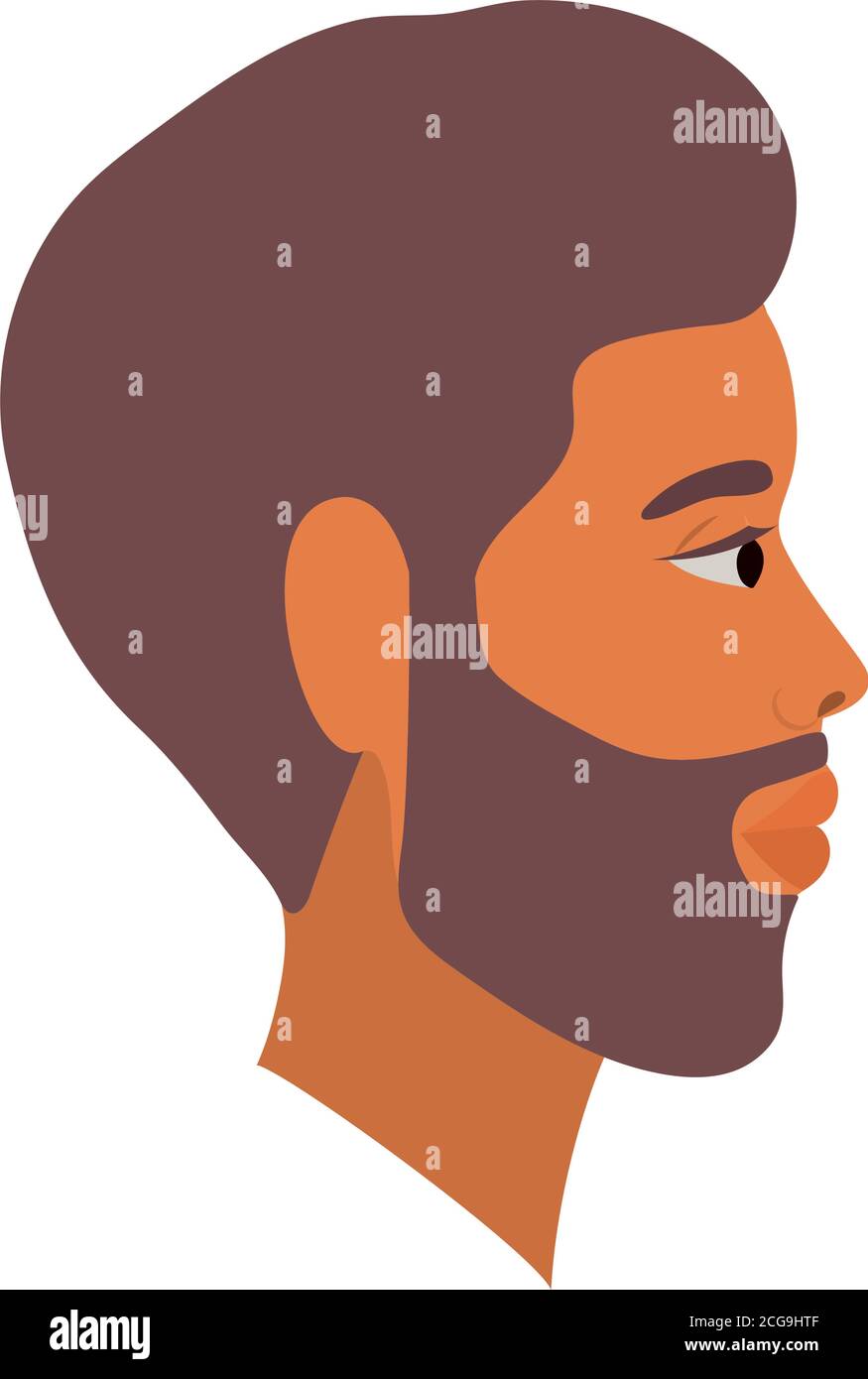 brown hair man cartoon with beard in side view vector design Stock ...