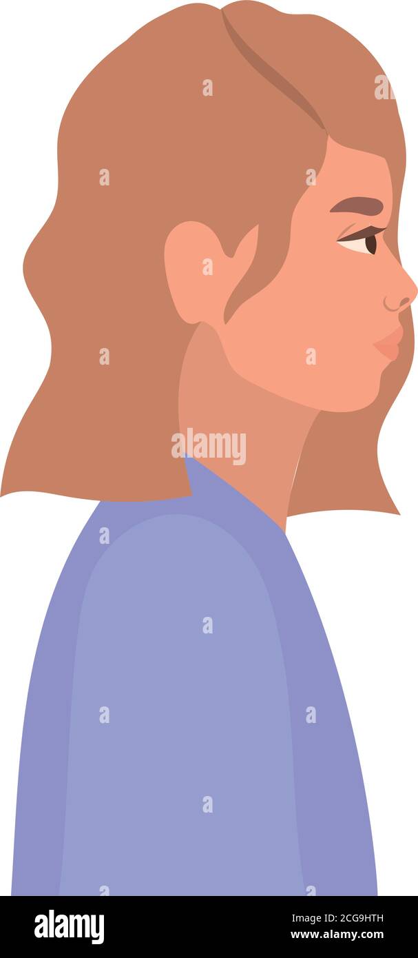 brown hair woman cartoon in side view vector design Stock Vector Image ...