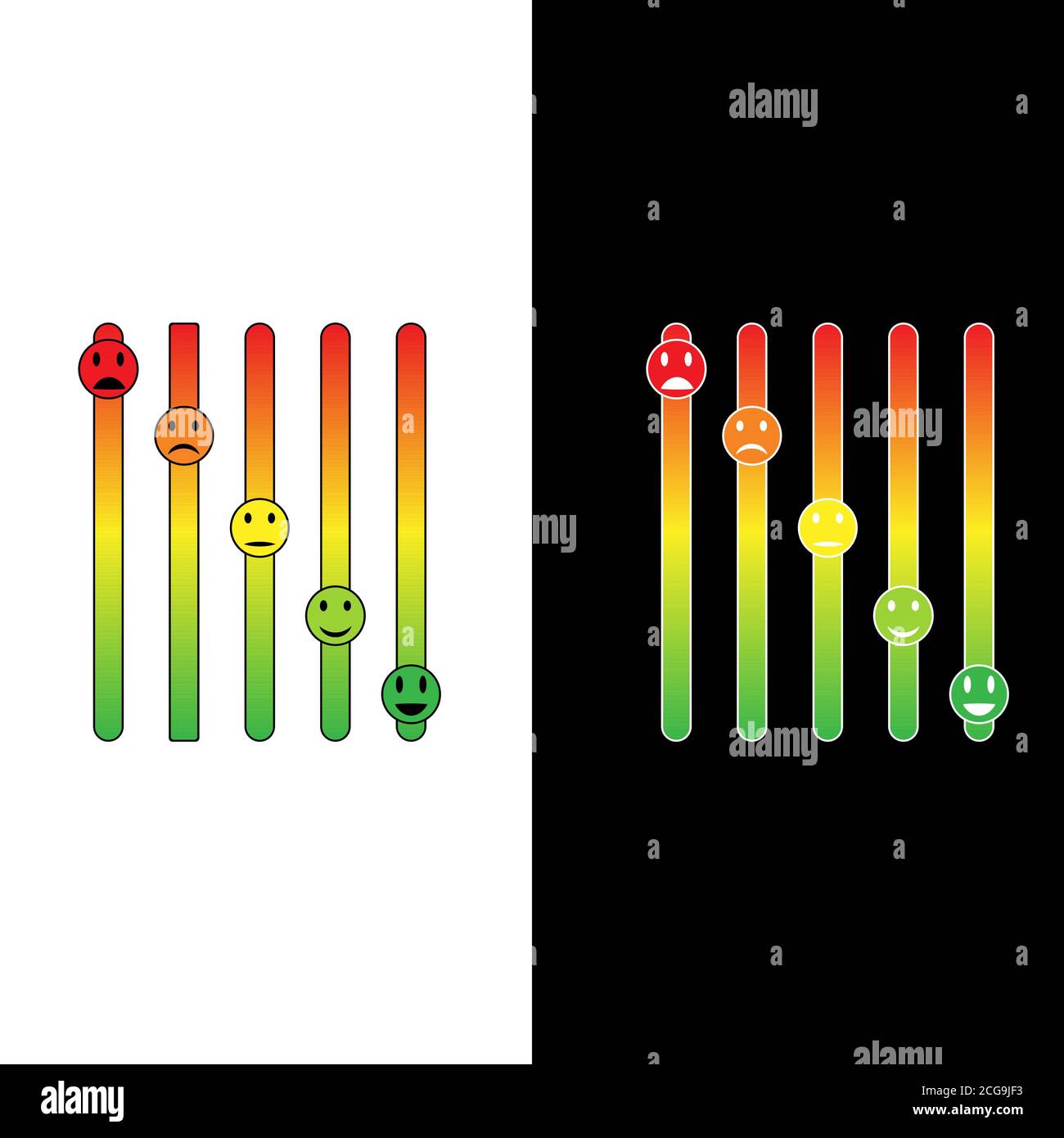 Emotion engine for five States from fun to frustration. Flat style ...