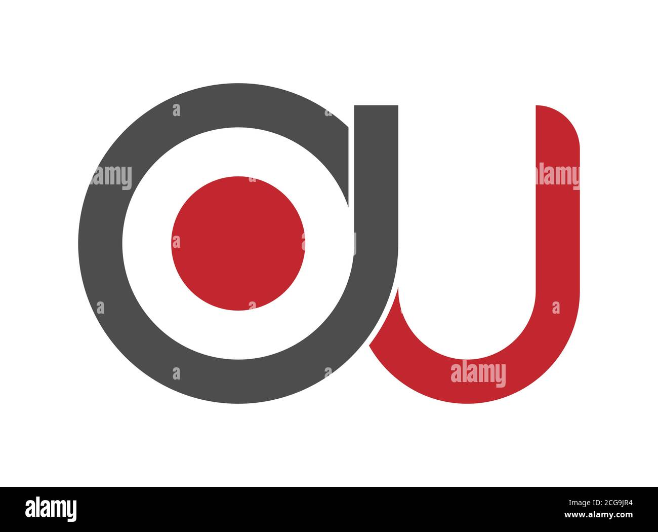 Stylized lowercase letters O and U are linked by a single line for a ...