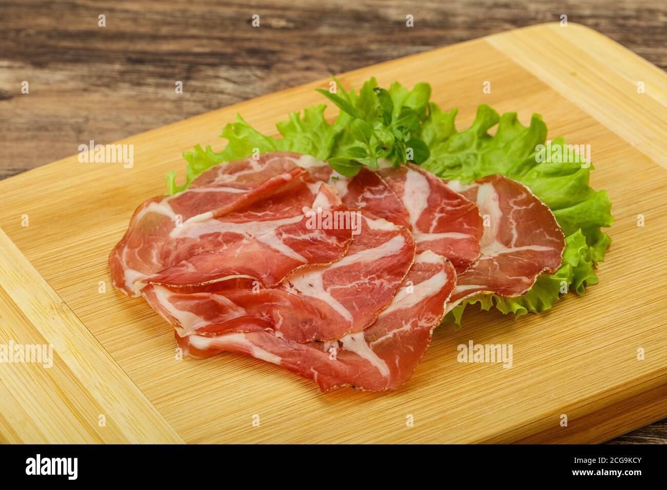 Delicous Smoked pork neck slices snack Stock Photo - Alamy