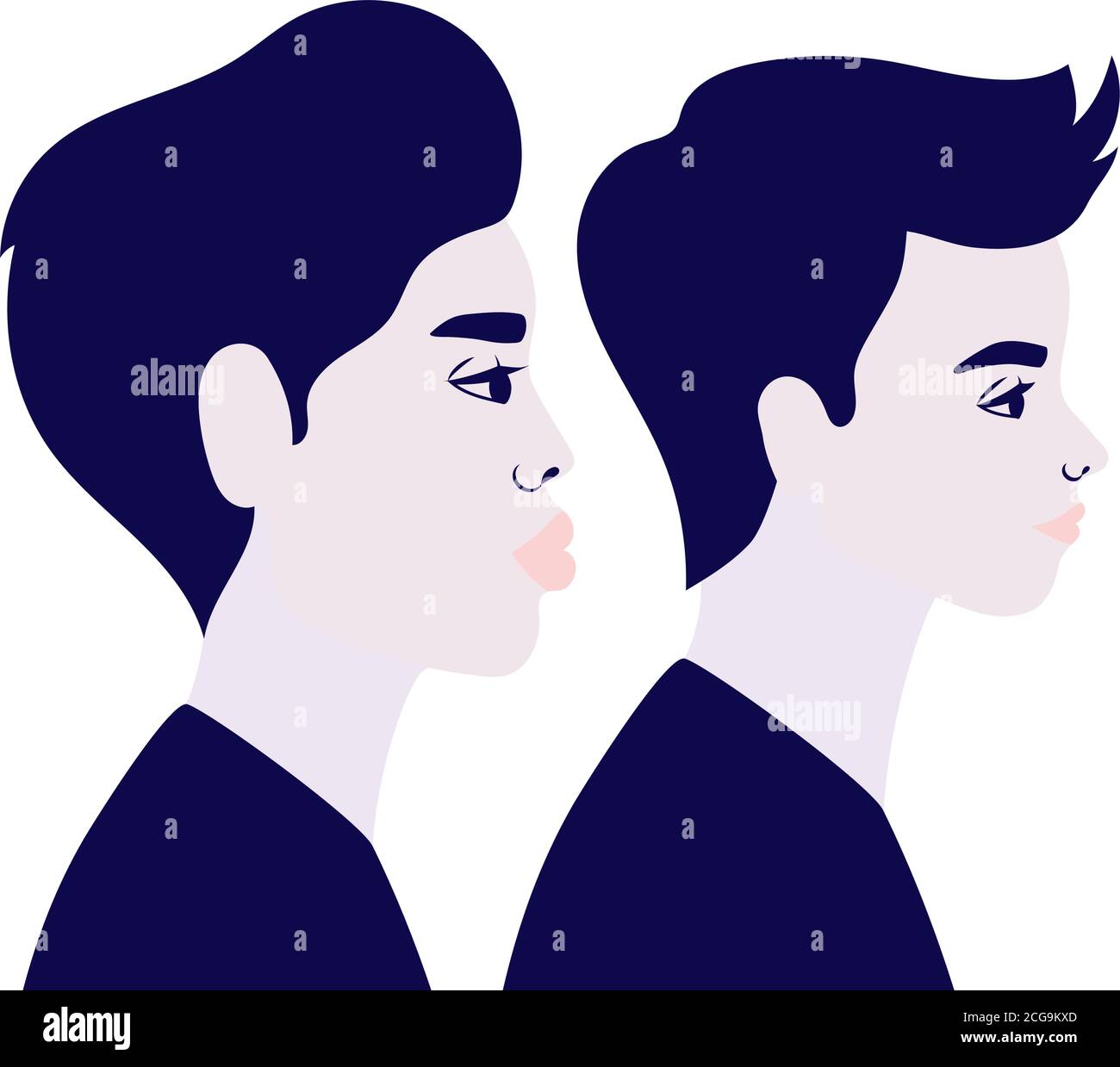 men cartoons in side view in blue color vector design Stock Vector ...