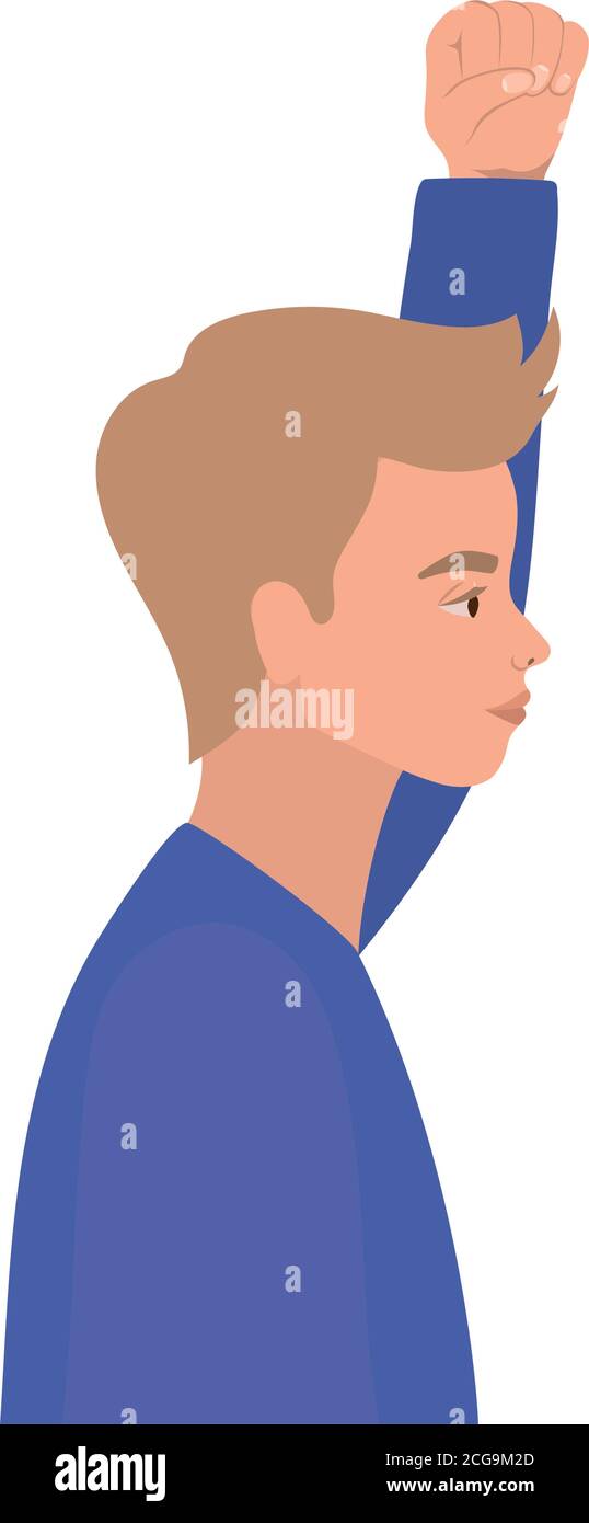 blond man cartoon with fist up in side view vector design Stock Vector ...