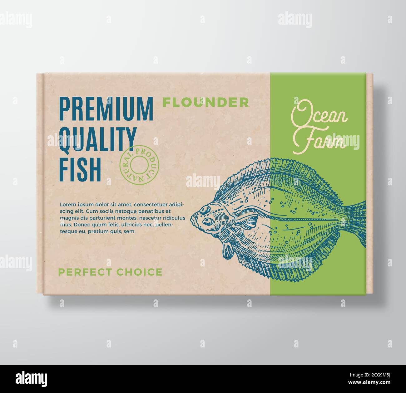 Premium Quality Fish Realistic Cardboard Box. Abstract Vector Packaging ...