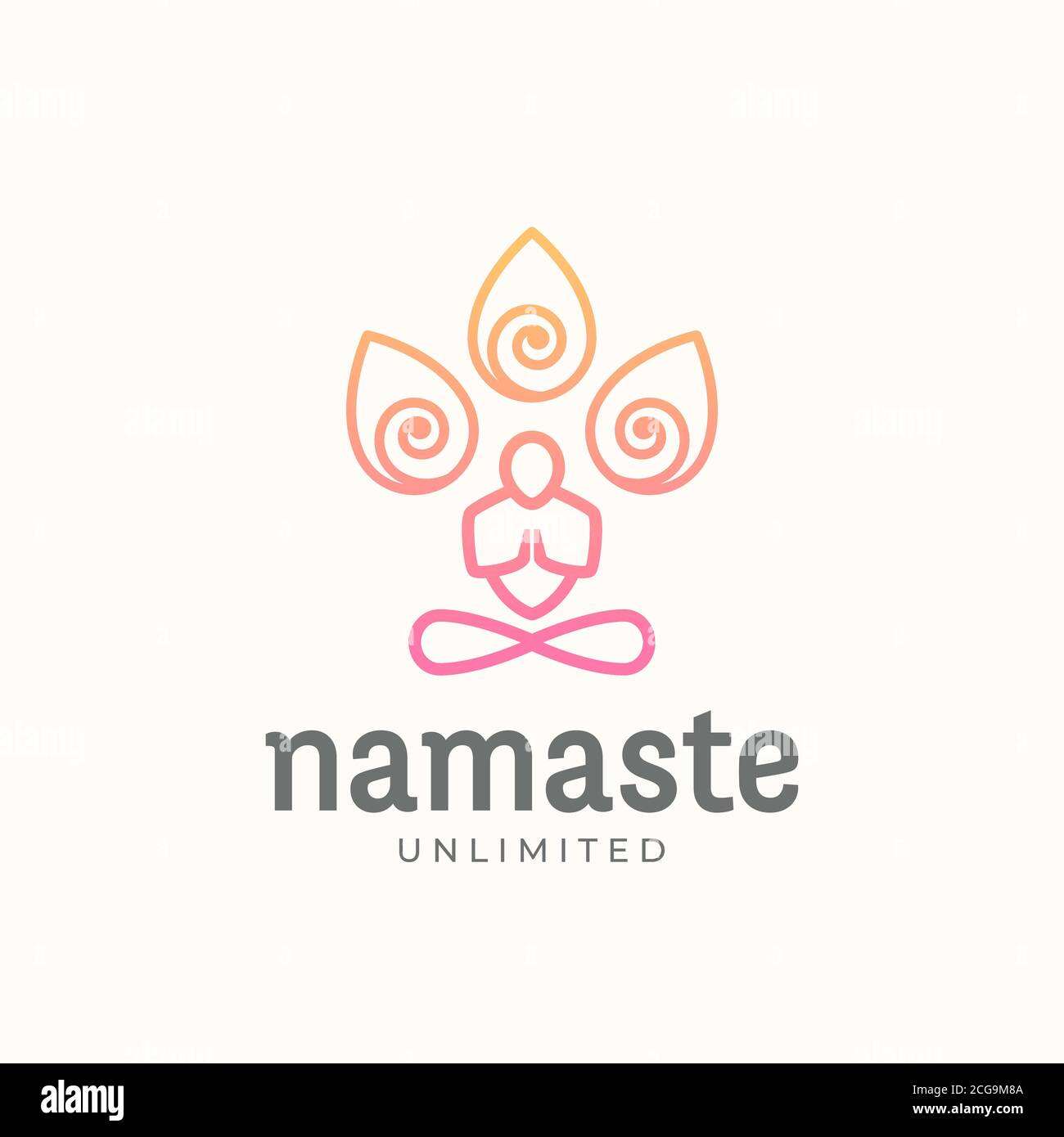 Yoga Namaste Concept Abstract Vector Linear Style Sign or Logo Template ...